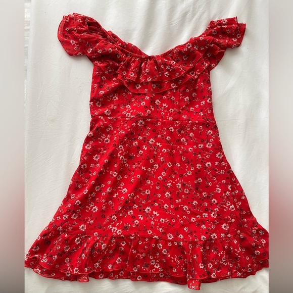 Tobi | Dresses | Tobi Red Floral Mini Dress | Poshmark